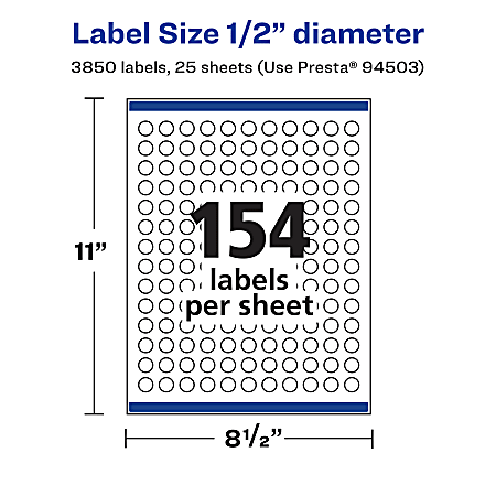 Avery Permanent Labels With Sure Feed 94503 WMP25 Round 12 Diameter ...