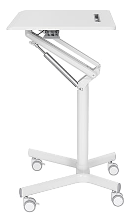 Realspace 28 W Mobile Sit to Stand Compact Desk Laptop Cart Workstation 28 3 4 H x 28 W x 22 1 16 D White