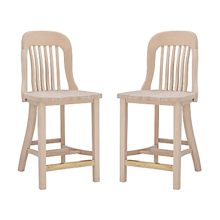 Linon Pierre Counter Stools Unfinished Set Of 2 Stools - Office Depot