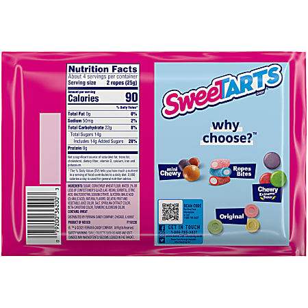 SweeTARTS Twisted Rainbow Punch Ropes 3.5 Oz Pack Of 12 Candy Bags ...
