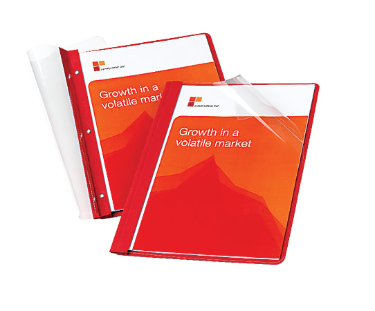 Office Depot Brand Clear Front Report Covers Red Pack Of 10 - Office Depot