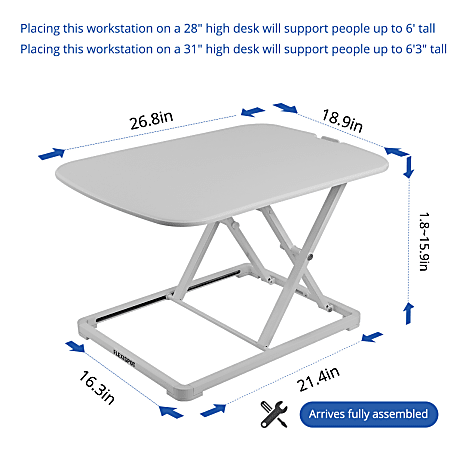 FlexiSpot GoRiser ML2W Sit Stand Desk Riser 34 H x 26 1316 W x 18 1516 ...