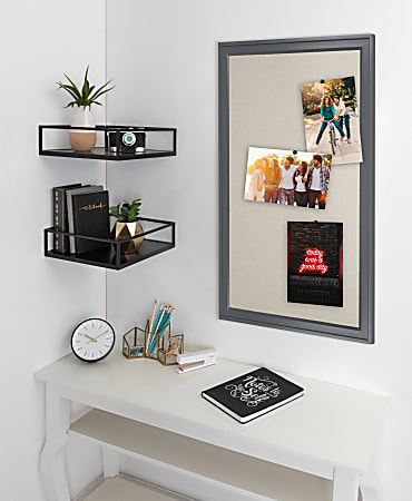 DesignOvations Bosc Non Magnetic Framed Linen Fabric Pinboard 27 12 x ...