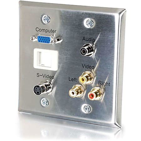 C2G 6 Port Audio Video Faceplate 1 x Sockets 2 gang HD 15 VGA RCA ...