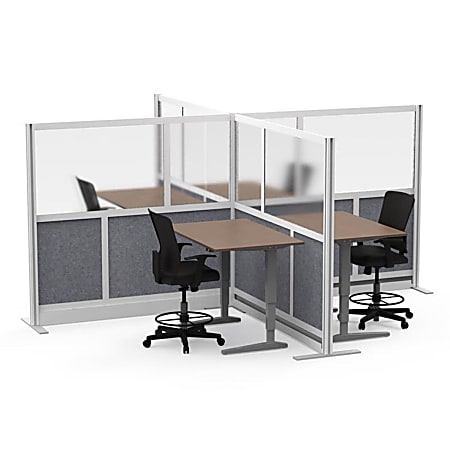 Luxor Modular Room Divider Wall System Add On 53 x 48 Gray - Office Depot