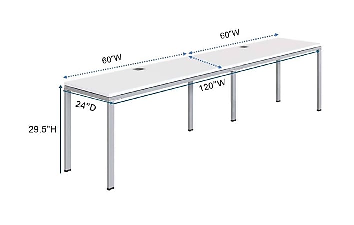 Boss Office Products Simple System Workstation Double Desks 120 x 24 ...