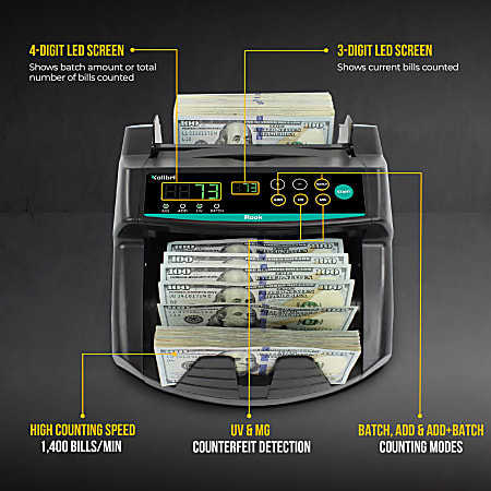 Kolibri Rook Money Counter With Advanced Counterfeit Detection 7 H x 9 W x 11 12 D - Office Depot