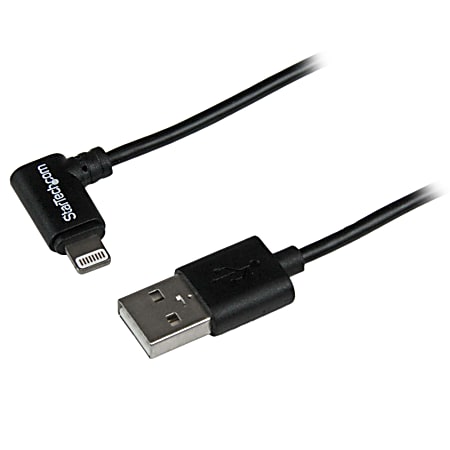 StarTech.com 2m 6ft Angled Black Apple 8 pin Lightning Connector to USB ...