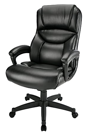 Realspace Fennington Bonded Leather High Back Executive Office Chair Black BIFMA Compliant