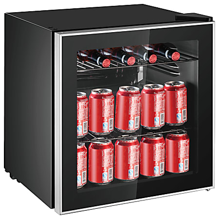 Frigidaire 1.6 Cu Ft 70 Can Glass Door Beverage Center Compact Refrigerator Black ODP Business Solutions