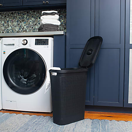 Mind Reader Linen Design Laundry Hamper with Lid 60L 23 12 H x 14 14 W ...