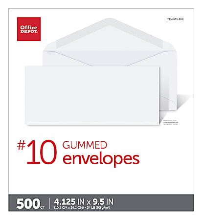 Office Depot Brand Envelopes 4 18 x 9 12 Gummed Seal White Box Of 500 ...