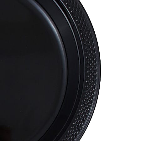 JAM PAPER Round Plastic Party Plates Small 7 inch Black 20Pack - Office ...