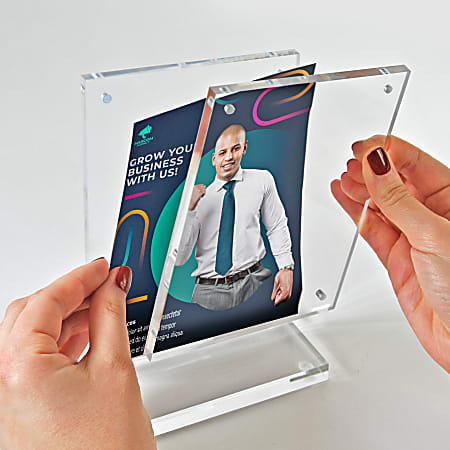 Azar Displays Slim Deluxe Acrylic Block Frame 11 x 14 Clear - Office Depot