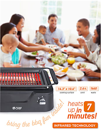 Commercial Chef Indoor Smokeless Infrared Grill 7 H x 19 12 W x 14 1316 ...