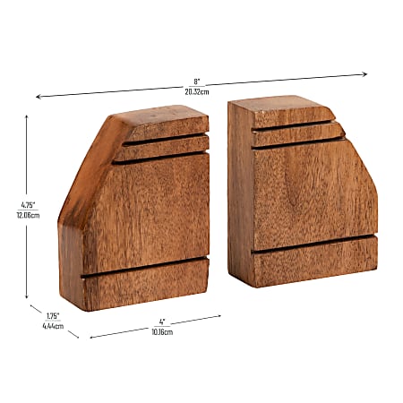 Mind Reader Rustic Wood Block Bookends Brown Set Of 2 Bookends - Office ...