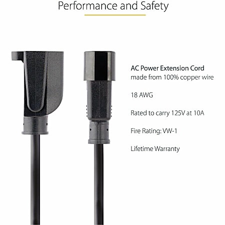 StarTech.com PAC100 Computer Power Cord 1 ft - Office Depot