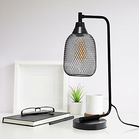 Elegant Designs Industrial Mesh Wire Desk Lamp With LED Bulb 19 H Matte ...