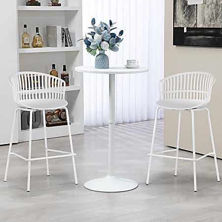 Glamour Home Basia Plastic Counter Height Stools With Back White Set Of 2 Stools