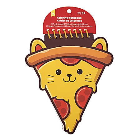 Little Yellow Bicycle Pizza Shaped NotebookColoring Book - Office Depot