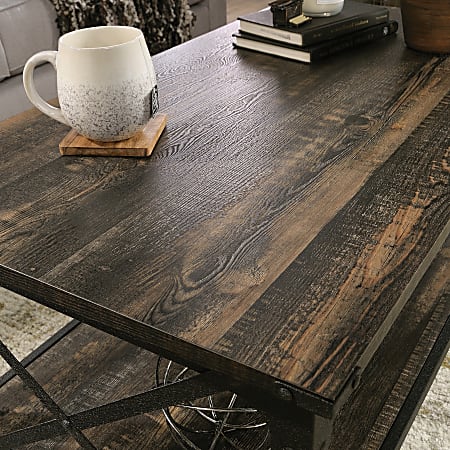 Sauder Steel River Coffee Table With Casters 18 12 H x 43 W x 25 14 D BlackCarbon Oak Office Depot