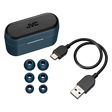 JVC RIPTIDZ True Wireless Bluetooth Earbuds With Charging Case Navy HAA9TA Office Depot