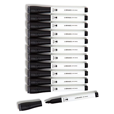 U Brands Low Odor Dry Erase Markers Medium Point Black Pack Of 12 ...