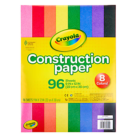 Crayola Construction Paper 9 x 12 Assorted Colors 96 Sheets Per Pack ...