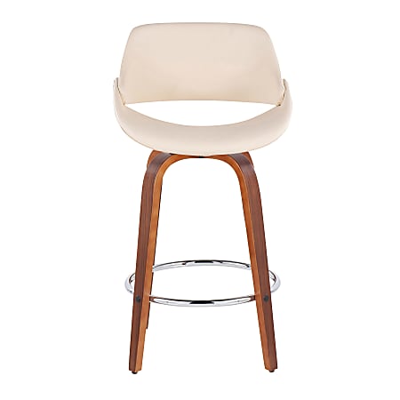 LumiSource Fabrico Mid Century Modern Counter Stools CreamWalnutChrome ...