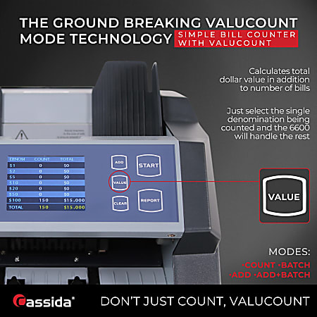 Cassida Business Grade Money Counter With UVMGIR Counterfeit Detection ...