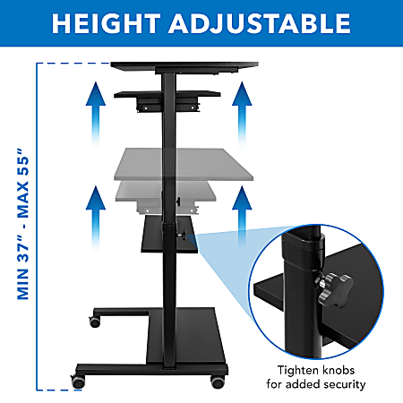 Mount It Mobile Standing Desk Workstation With Retractable Keyboard 55 ...