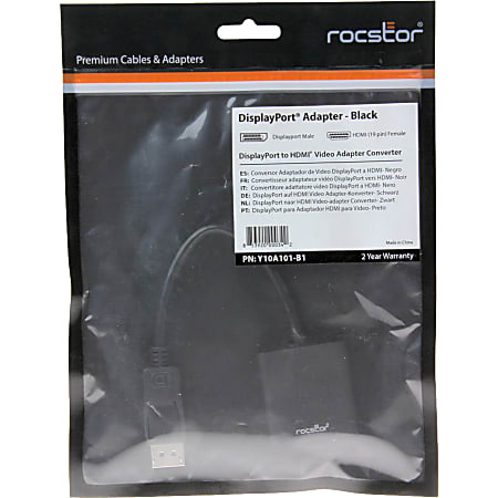 Rocstor DisplayPort male to HDMI female Adapter Converter 1 Pack 1x 20 ...