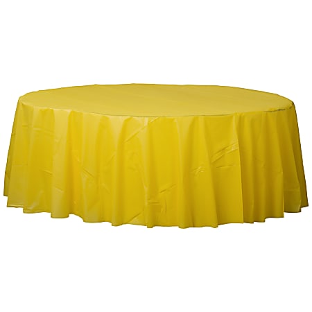 Amscan 77017 Solid Round Plastic Table Covers 84 Yellow Sunshine Pack ...