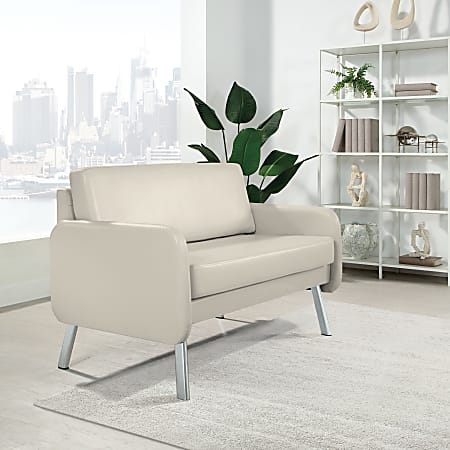 Office Star Lounge Loveseat 33 12 H x 48 W x 28 34 D Cream - Office Depot