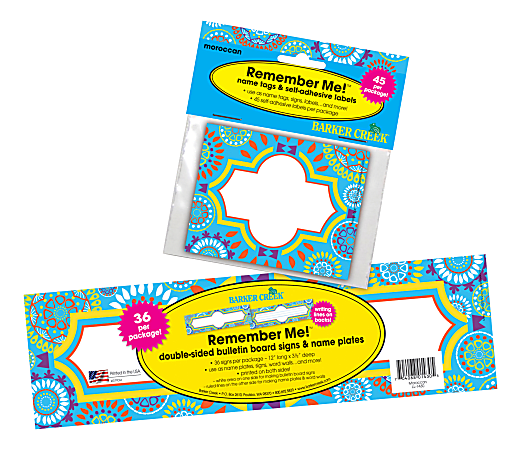 Barker Creek Name Tag Name Plate Set Moroccan - Office Depot