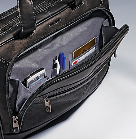 Samsonite Leather Portfolio 12.5 x 16.13 x 4.25 Black - Office Depot