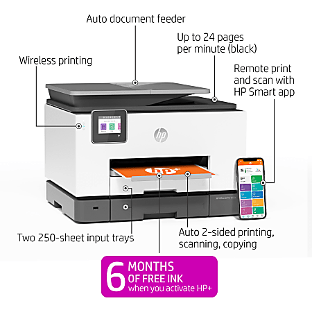 HP OfficeJet Pro 9025e Wireless All in One Color Printer with 6 months ...