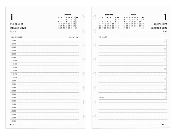 TUL Discbound Daily Refill Pages Junior Size January to December 2020 ...