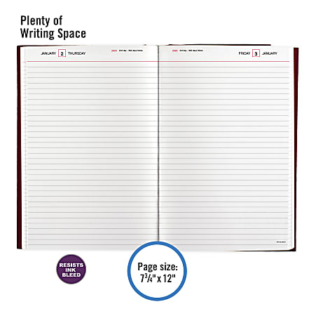 AT A GLANCE Standard Diary Daily Planner 7 34 x 12 Red January To ...