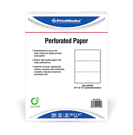 PrintWorks Professional Pre Perforated Paper Letter Paper Size 20 Lb ...