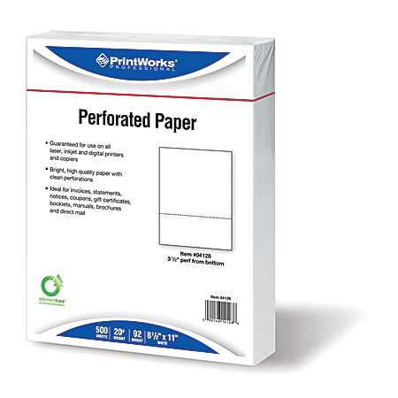 PrintWorks Professional Pre Perforated 1 Hole Punched Paper Letter ...