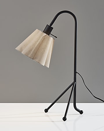 Adesso Kendra Table Lamp BlackOatmeal Fabric Shade - Office Depot