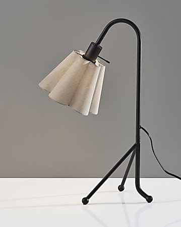 Adesso Kendra Table Lamp BlackOatmeal Fabric Shade - Office Depot