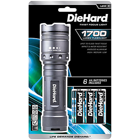 DieHard 1700 Lumen 1 LED Battery Powered Twist Focus Flashlight 1 1316 ...