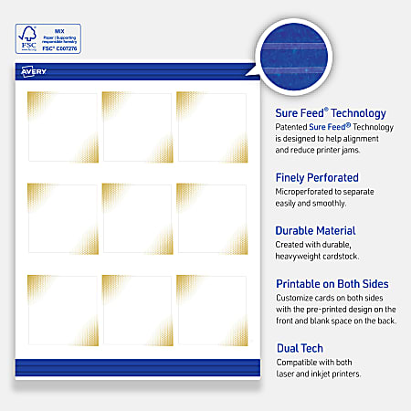 Avery Printable Cards With Sure Feed Technology 2 x 2 Matte White With ...