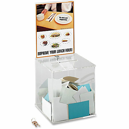 Safco Large Acrylic Collection Box 21 12 H x 9 14 W x 9 14 D Clear ...