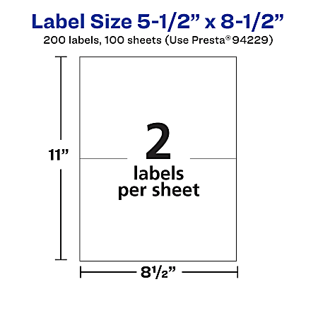 Avery Permanent Labels 94229 WMP100 Rectangle 5 12 x 8 12 White Pack Of ...