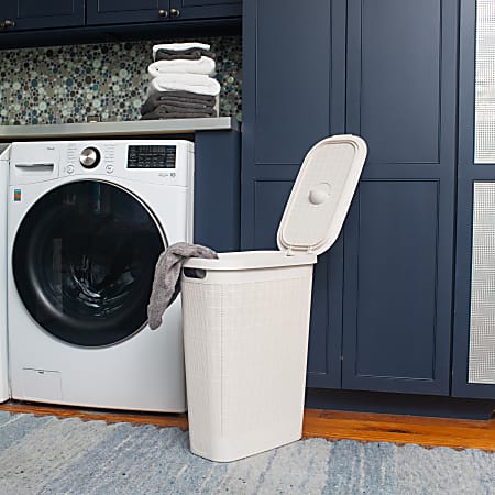 Mind Reader Linen Design Laundry Hamper with Lid 60L 23 12 H x 14 14 W ...