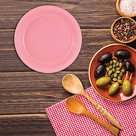 JAM PAPER Round Plastic Party Plates Medium 9 inch Baby Pink Pastel ...