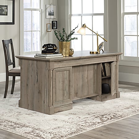 Sauder Palladia 66 W Double Pedestal Executive Computer Desk Split Oak ...
